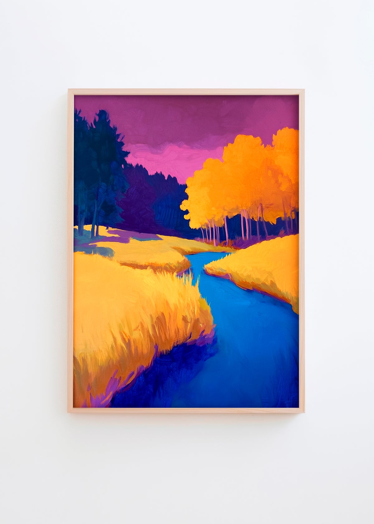 Twilight – Vibrant Poster with Golden Fields and Purple Sky ...